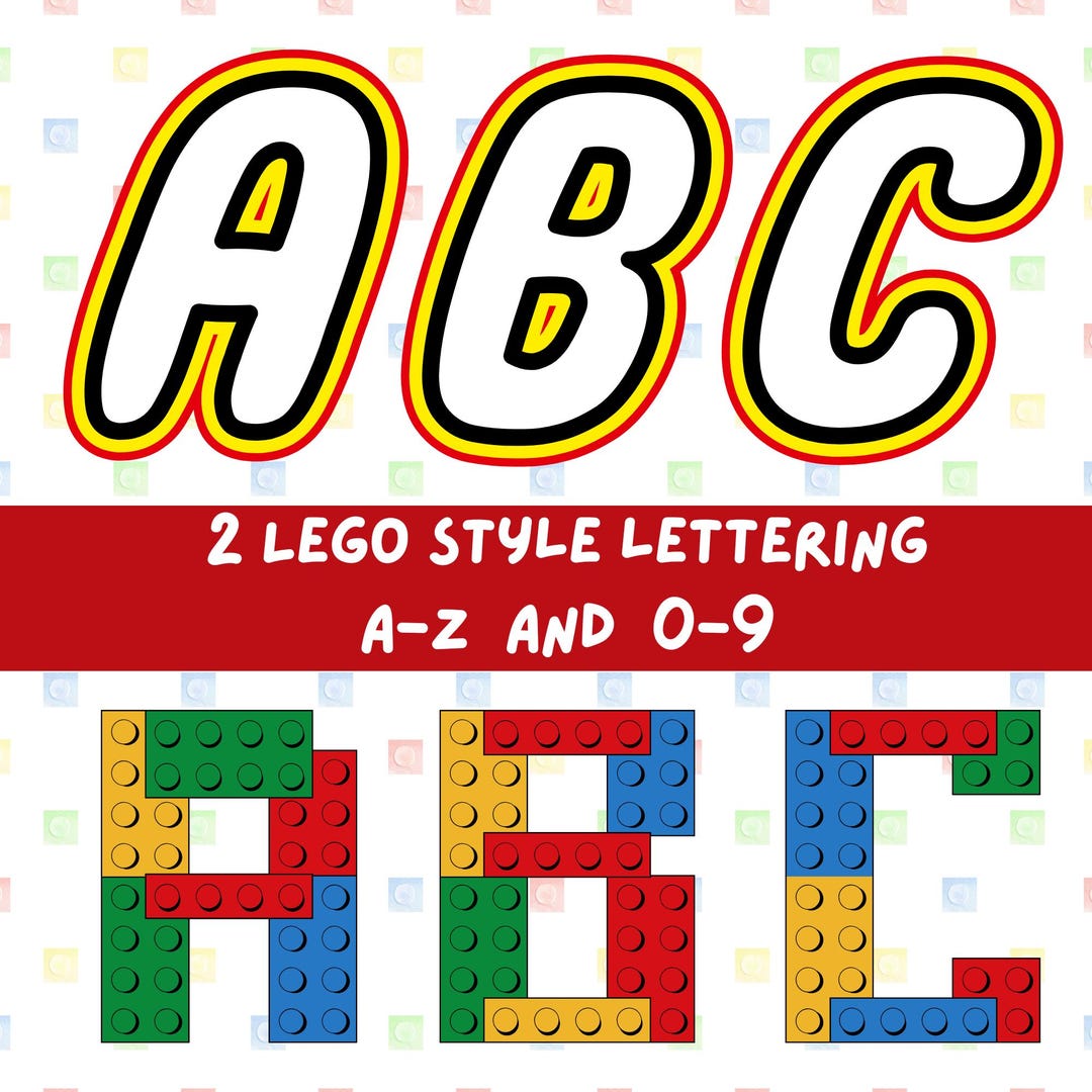 Lego Style Letters A-Z, 0-9 | Editable Lego Brick Font | Digital ...