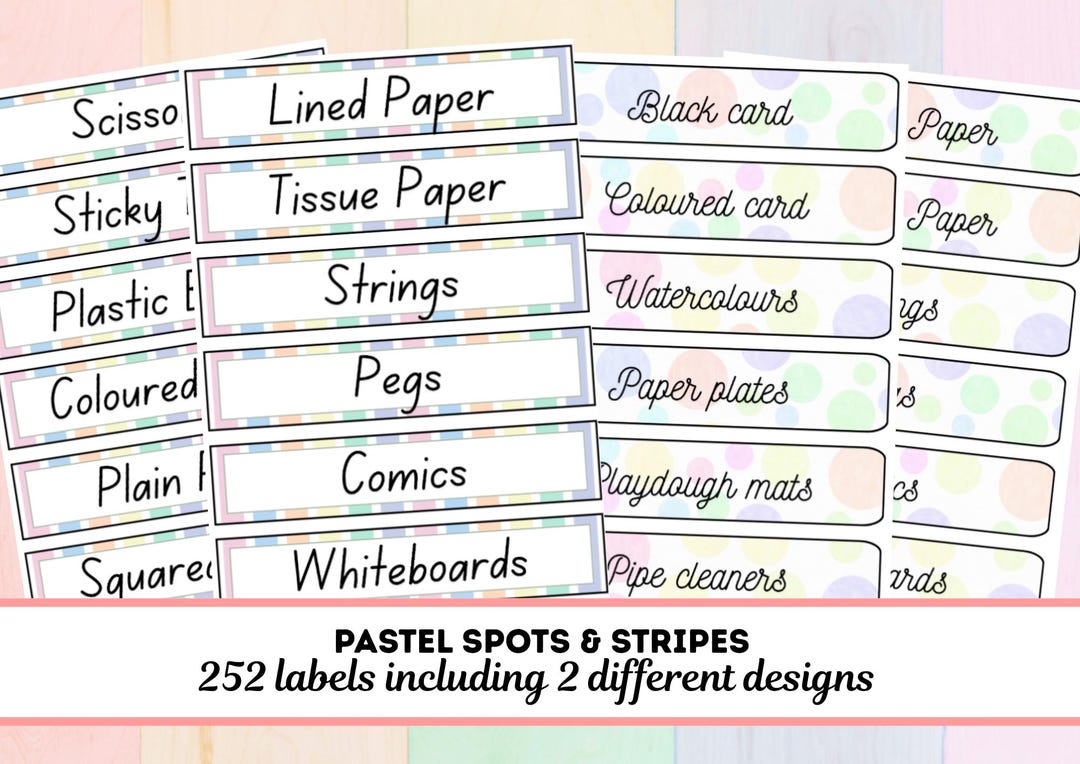 Pastel Editable Teacher Rolling Cart Labels Tray Labels Trolley Drawer ...