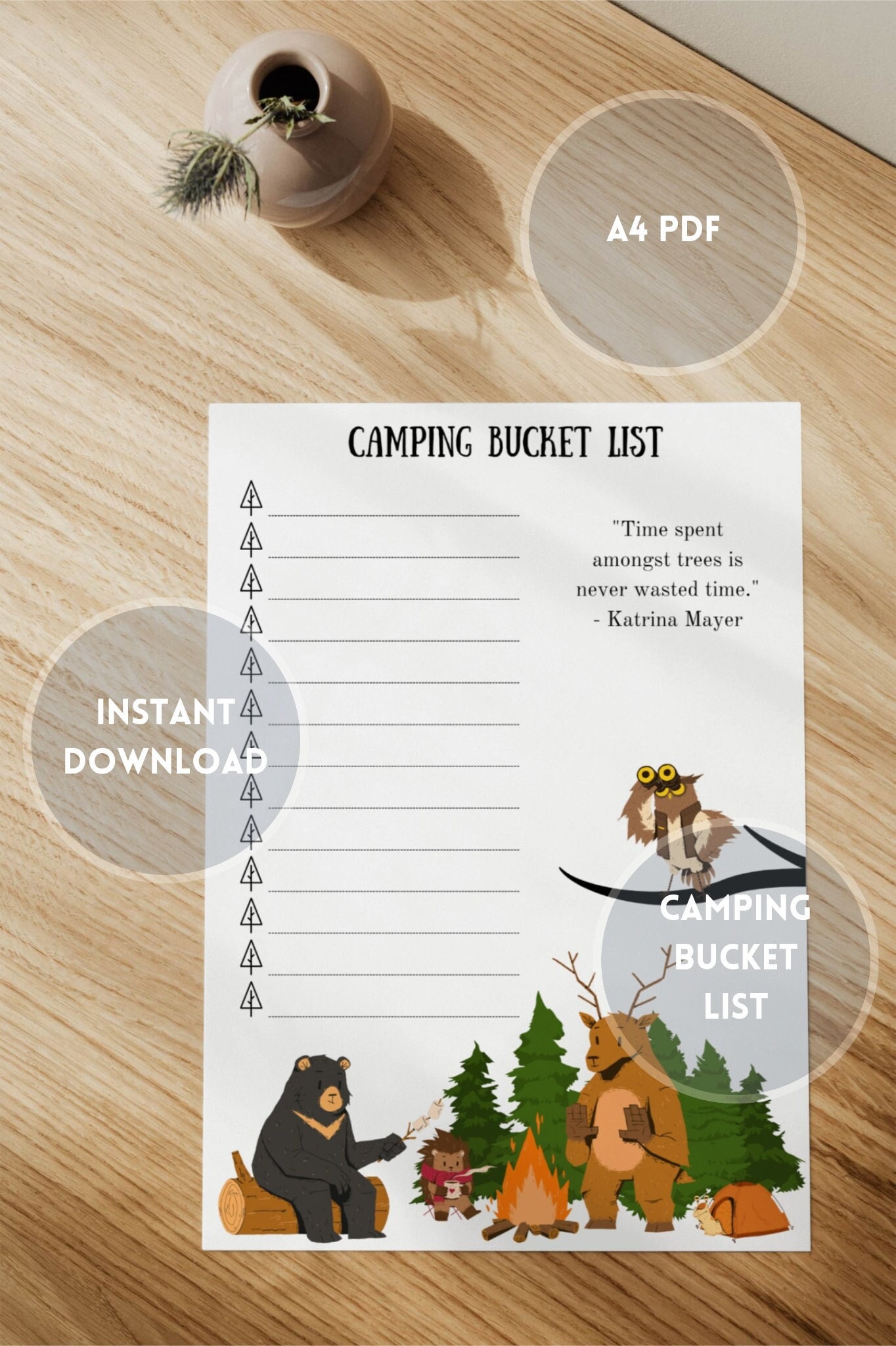 Camping Bucket List A4 PDF Printable Instant Download - Etsy
