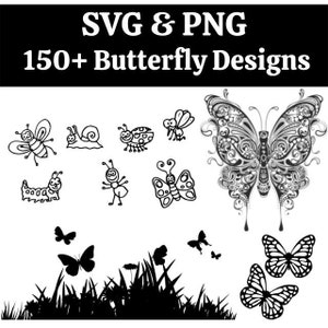 150+ SVG & PNG Butterfly Butterflies Design Elements Bundle Design 211 ...