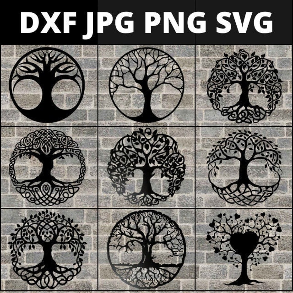 DXF SVG PNG Laser, Router, 9 X Tree of Life Celtic Vectors Design ...