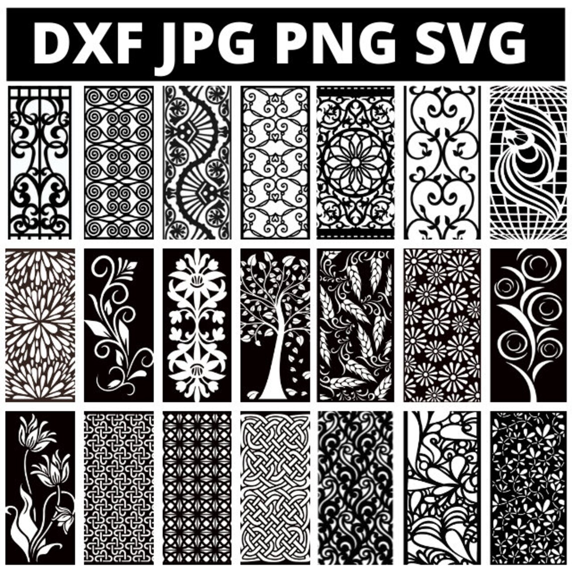DXF SVG PNG Laser, Router, Templates 62 X Decorative Panel Design ...