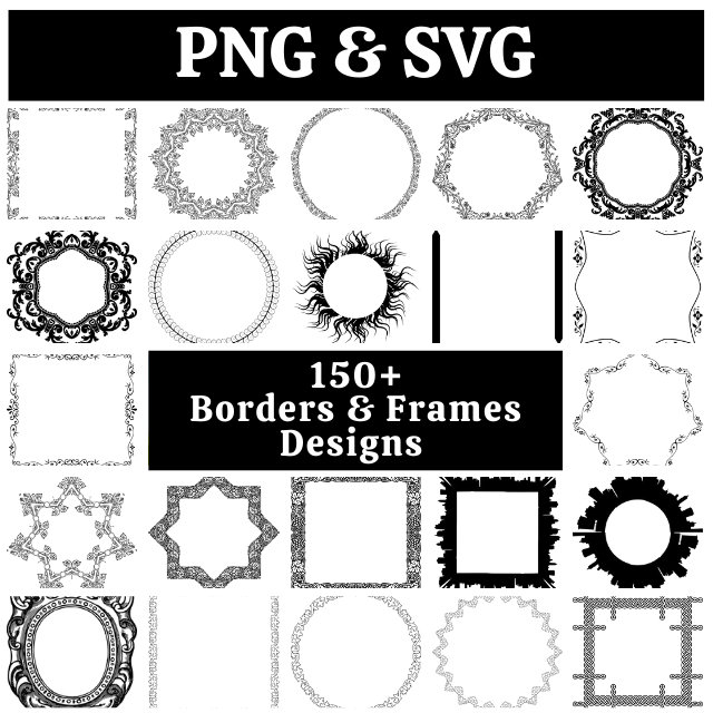 150+ SVG & PNG Frames, Borders and Elements Design Elements Bundle ...