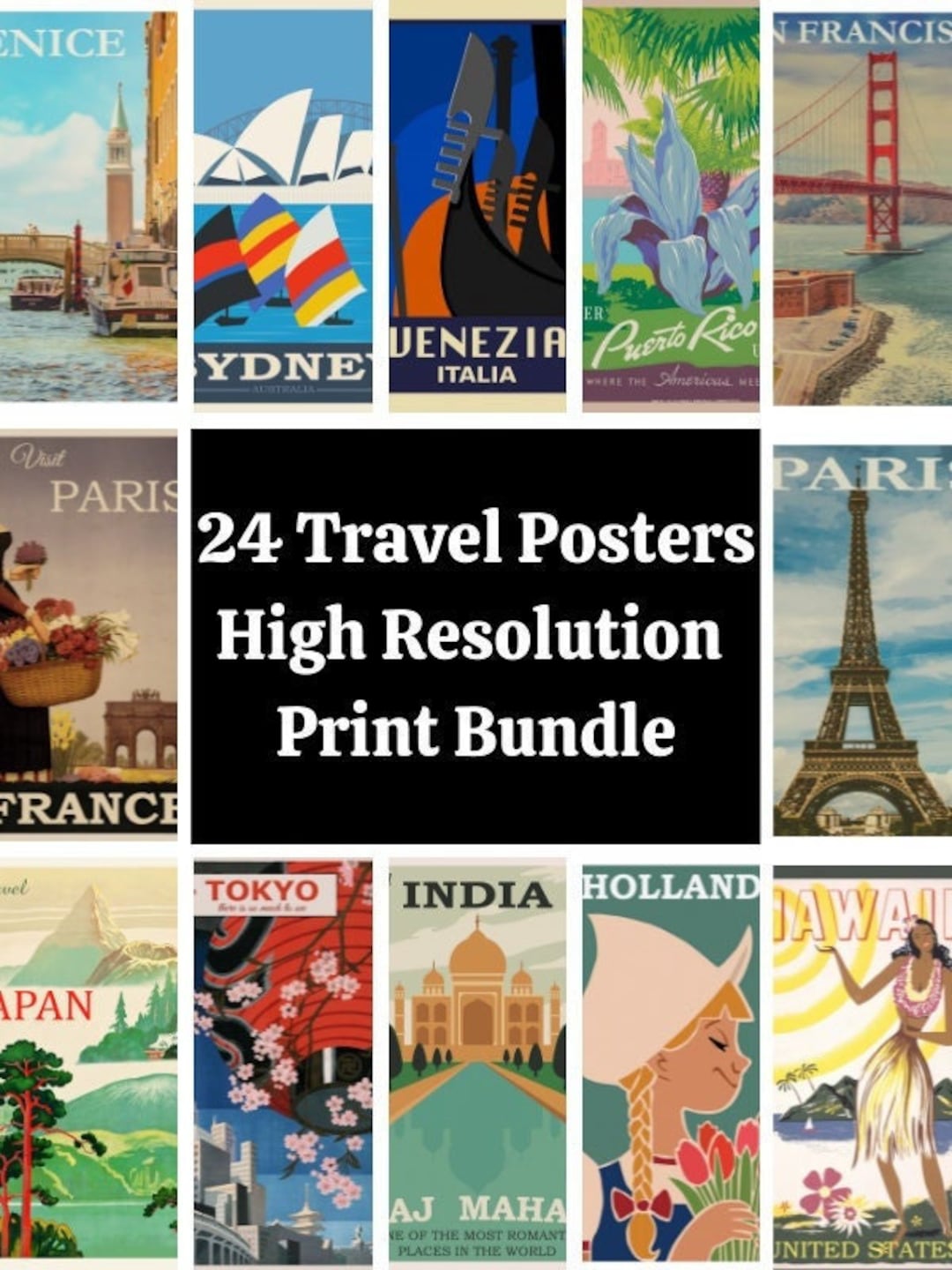 24 High Quality Vintage Travel Posters Instant Download Printable Wall ...