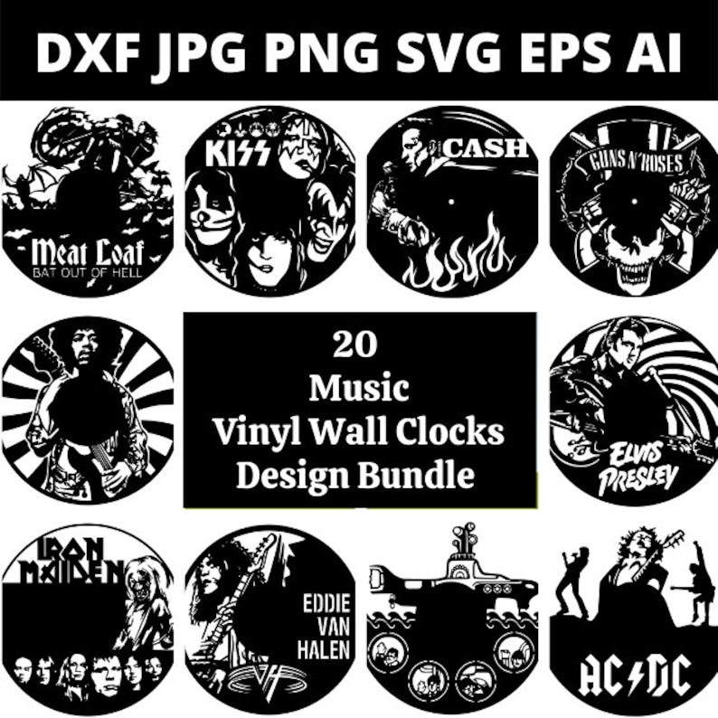 Music Vinyl Clock Design Templates, Laser Cut Files (digital Download ...