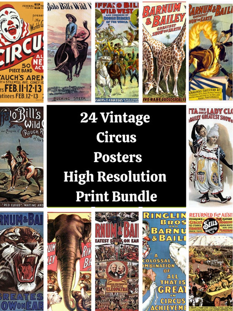 Vintage Circus Poster Bundle, Printable Wall Art (digital Download) - Etsy