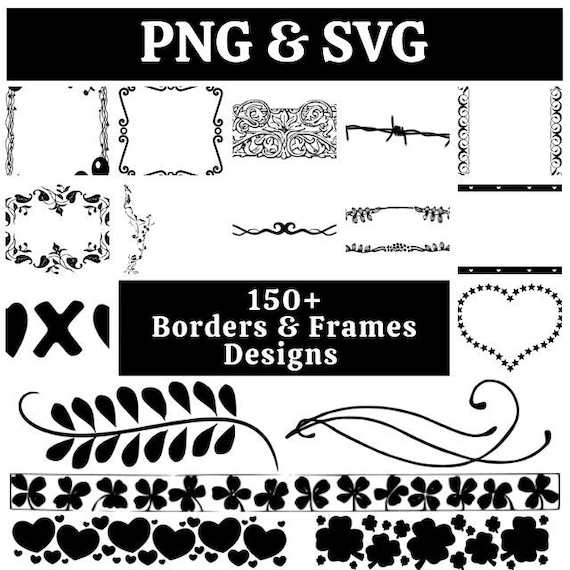 150 SVG & PNG Frames Borders and Elements Design Elements | Etsy