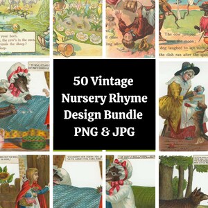 50 Vintage Nursery Rhymes Bundle High Quality Designs PNG & JPG Card ...