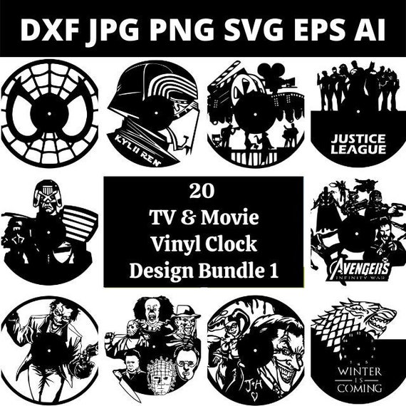 20 X Popular TV & Movie Vinyl Clock Cutting Design Bundle - Etsy