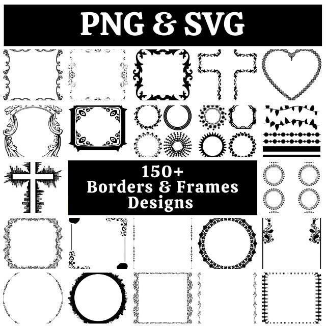 150+ SVG & PNG Frames, Borders and Elements Design Elements Bundle ...