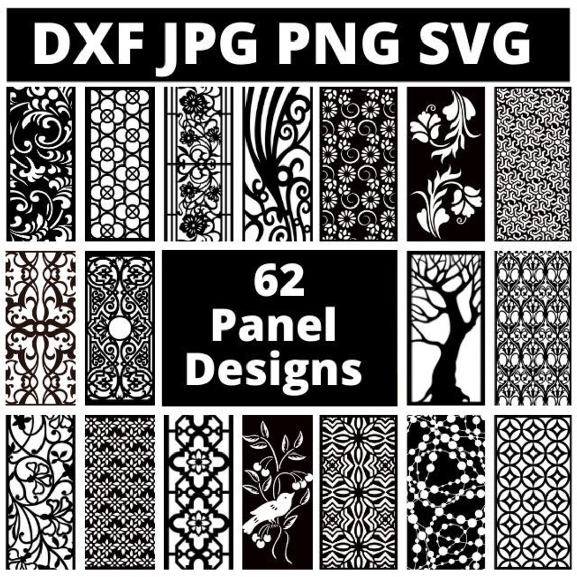 DXF SVG PNG Laser, Router, Templates 62 X Decorative Panel Design ...
