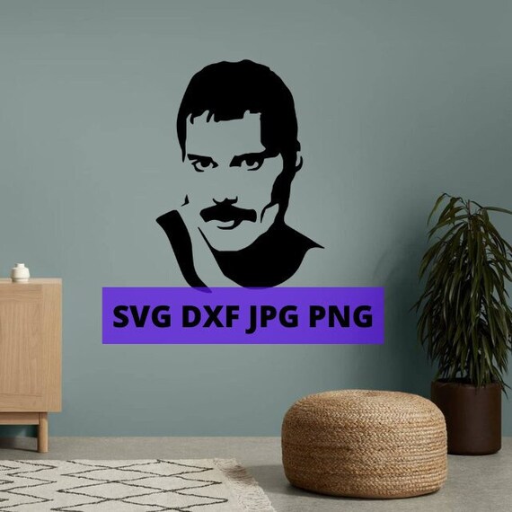 DXF SVG PNG Laser Router Template Cutting File Freddie Mercury | Etsy
