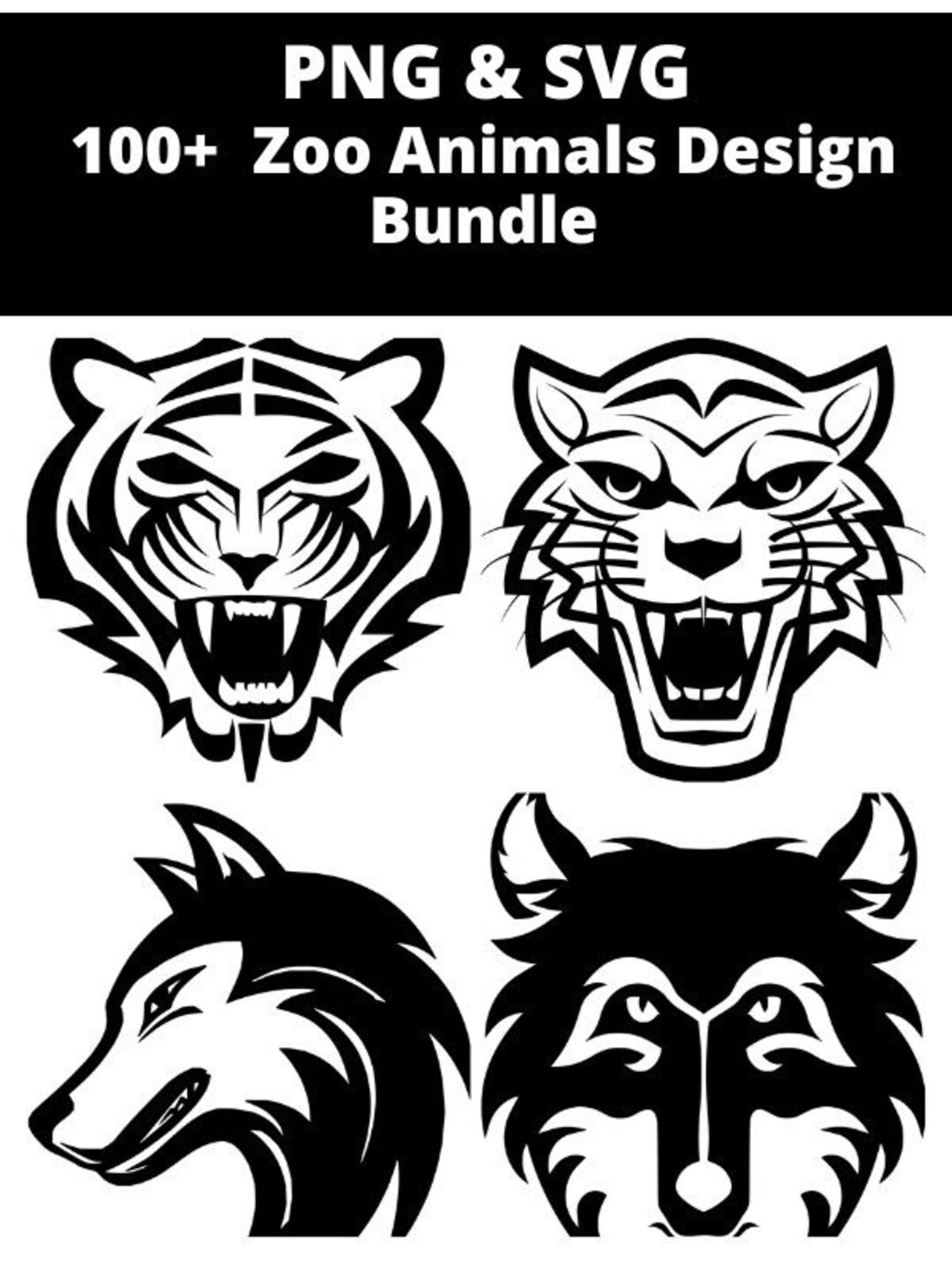 100+ Zoo Tiere Silhouetten PNG & SVG Tierköpfe, Verschiedene Tiere ...