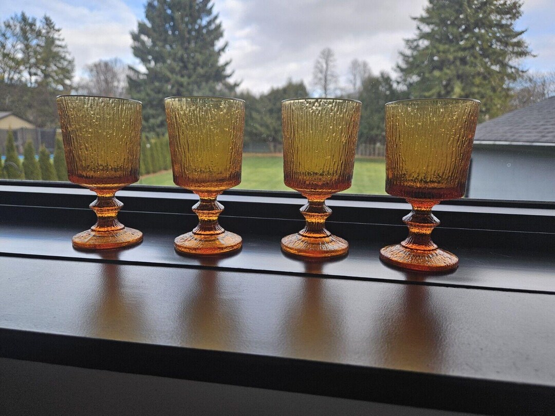 4 Ravenhead Siesta England Amber Bark 4oz Wine Glass Water Goblets - Etsy