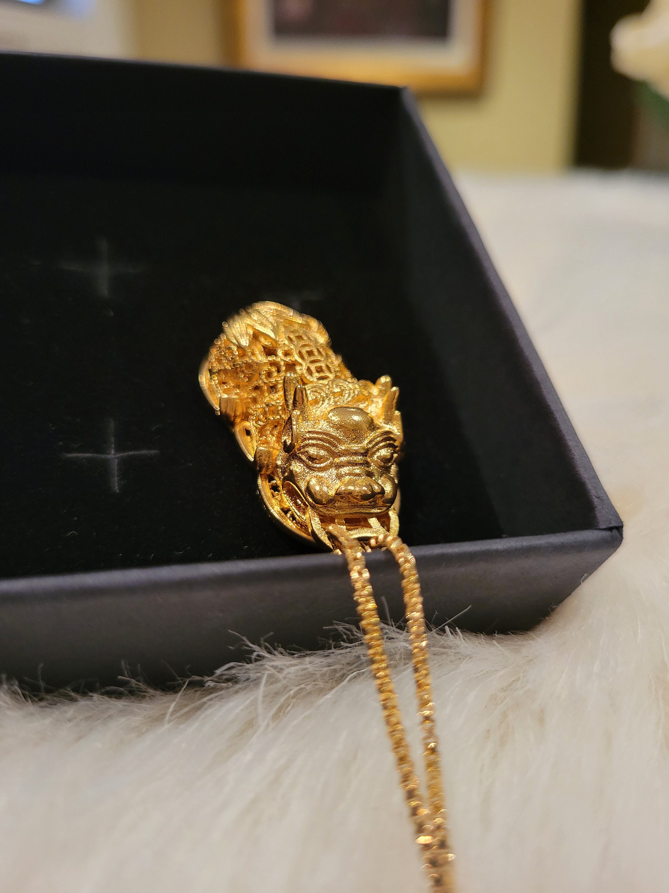 24K Gold Plated Pi Xiu Pendant Necklace - Etsy