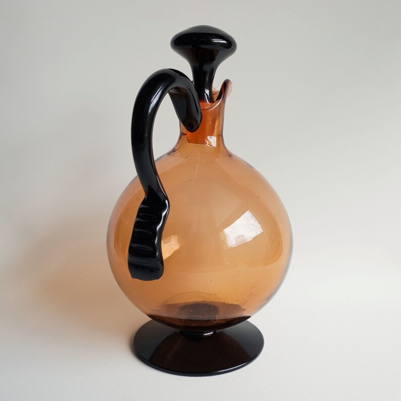 Art Deco 1930s, Original Beautiful Two-color Glass Decanter With a Set ...