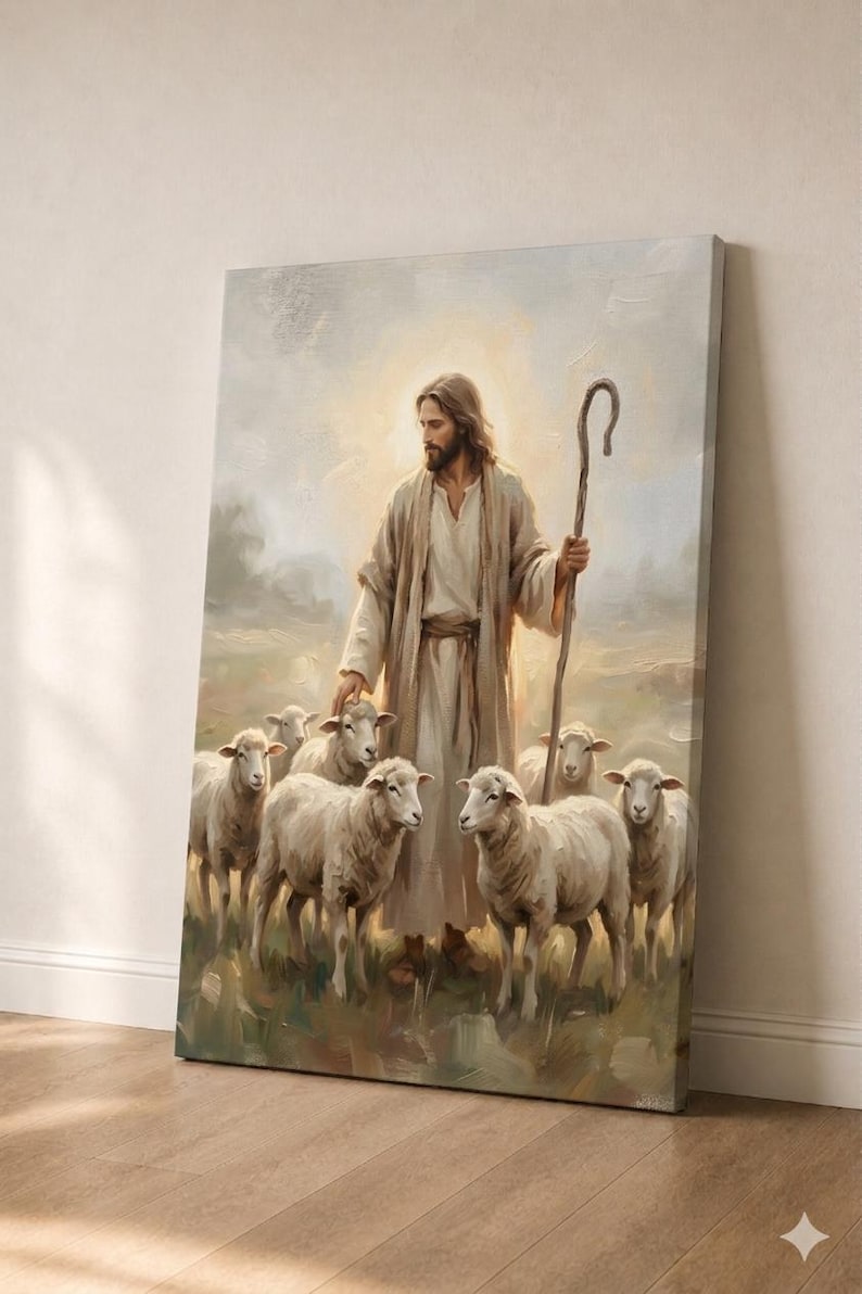 Good Shepherd Christian Wall Art, Jesus Flock Artwork, Religious Home ...