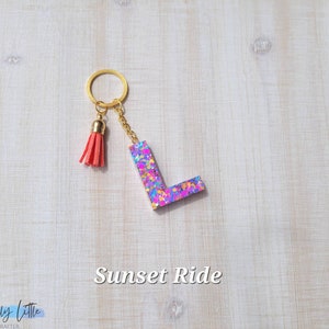 Multi Color Confetti Glitter Resin Letter Keychain (line 1) - Etsy