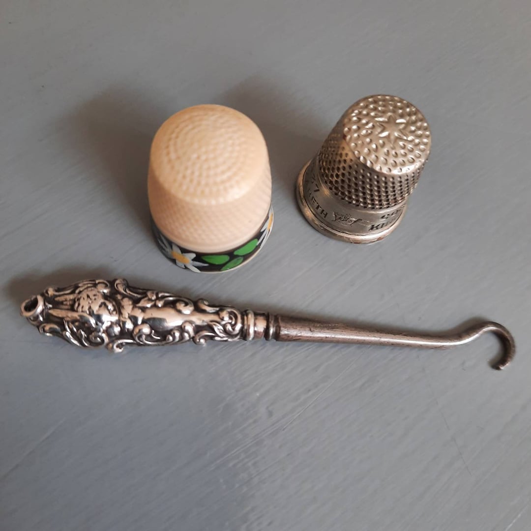 Rare Antique Sewing Collectables, Vintage Thimbles and Tiny Silver ...