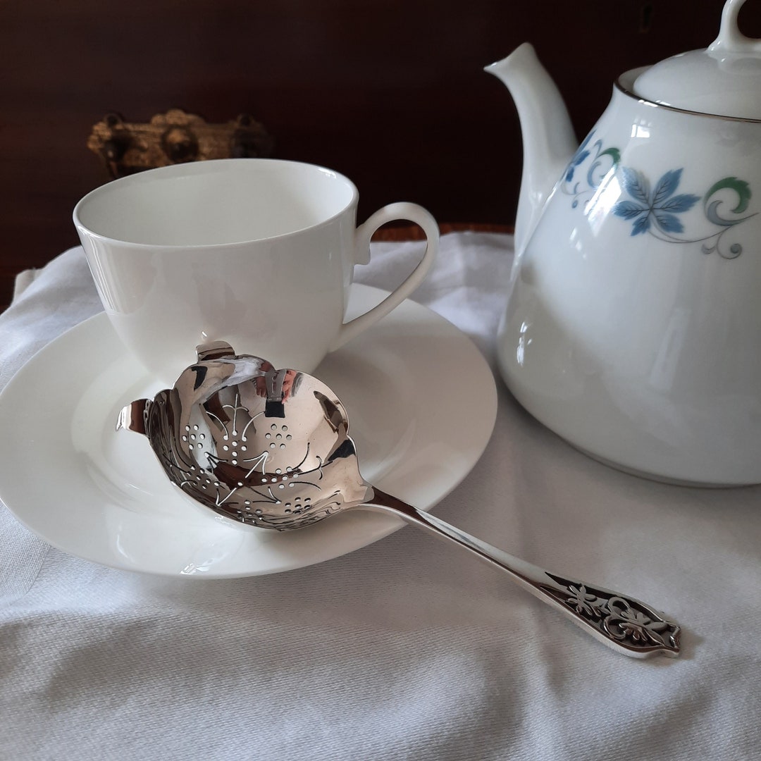 1930's Silver Tea Strainer, Solid Silver Tea Strainer for Afternoon Tea ...