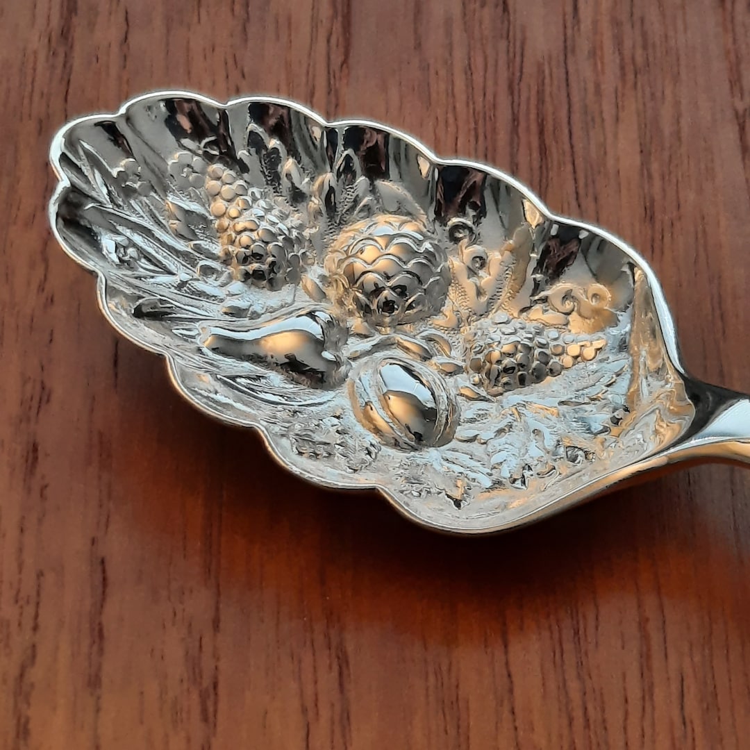 Victorian Berry Serving Spoon With Coat of Arms, Silver Plated ...