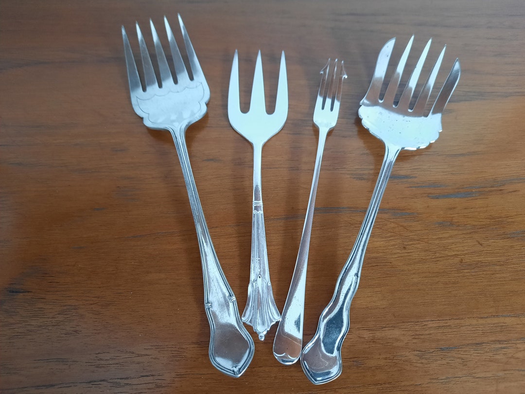 Set of 4 Fantastic Serving Forks, Vintage Meat Forks, Retro Pickle Fork ...