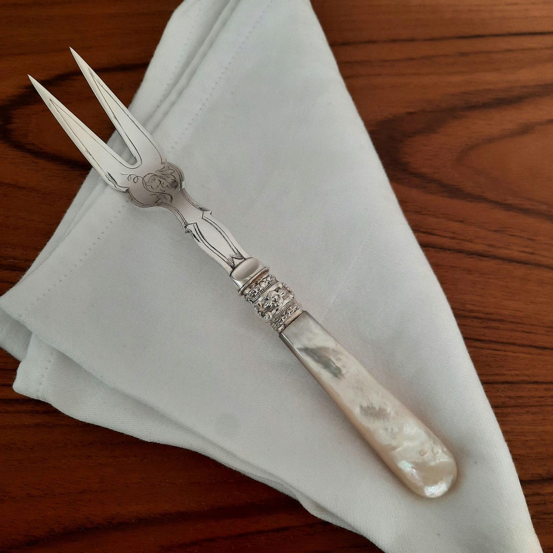 2 Prong Carving Fork With Mother of Pearl Handle, Antique Serving Fork ...