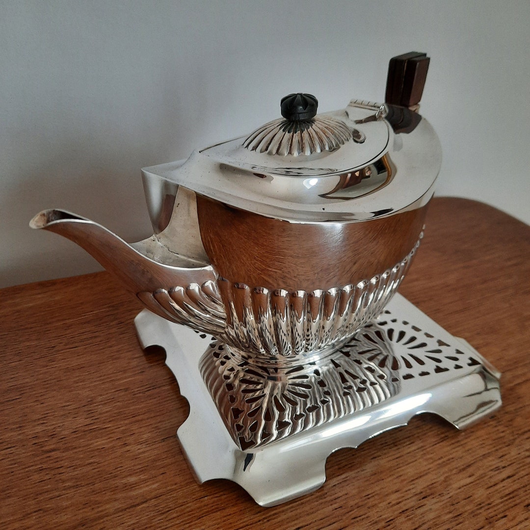 Square Vintage Teapot Stand, Silver Plated Coffee Pot Stand, Trivet for ...