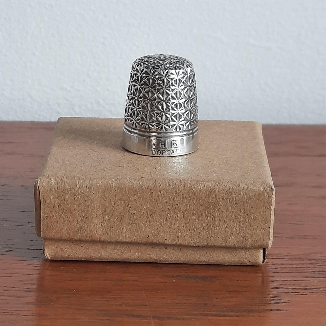 Antique Silver Thimble (B), Dorcas Size 6 Steel Core Thimble, Marked CH ...