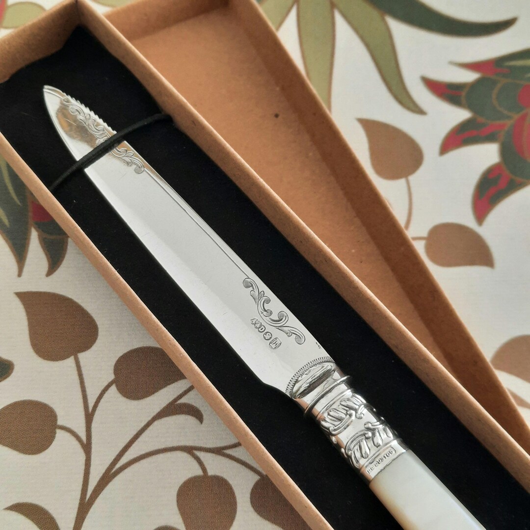 Victorian Letter Opener Idea, Engraved Silver Plated Blade, Ornate ...