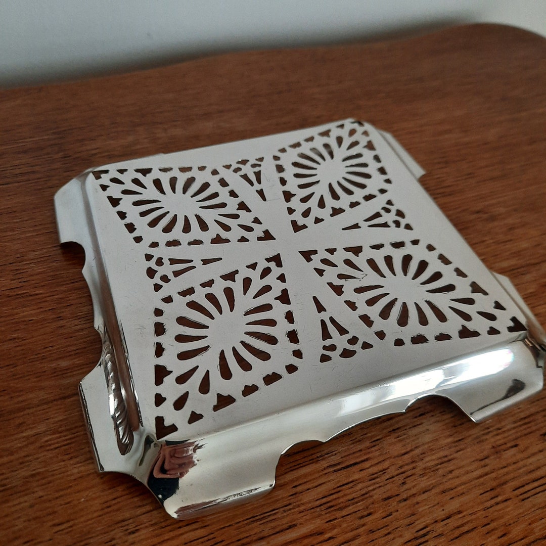 Square Vintage Teapot Stand, Re Silver Stand, Trivet for Teapot, Coffee ...