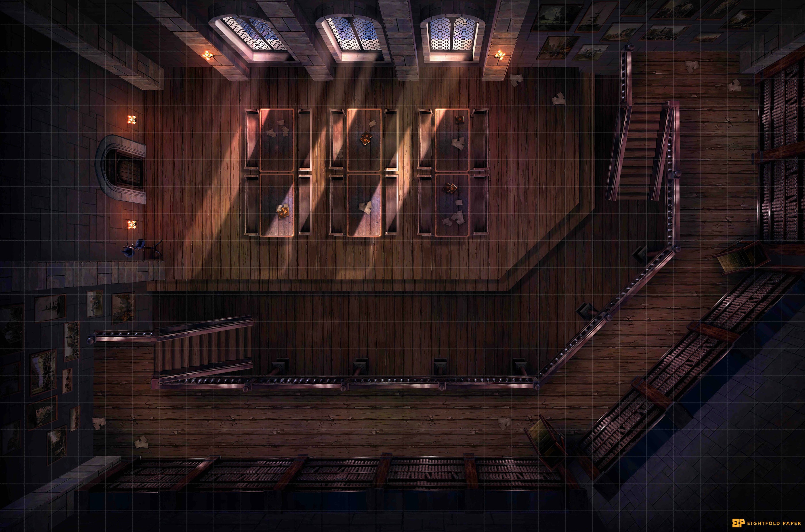 D&D Combat Map Great Library Physical Battlemap 24x36 Gridded Poster - Etsy