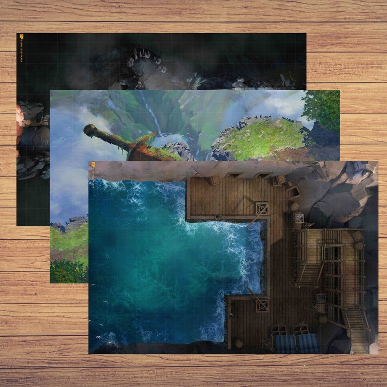 Dnd Battlemap Posters 3-pack 24x36 in Gridded Combat Maps for Dungeons ...