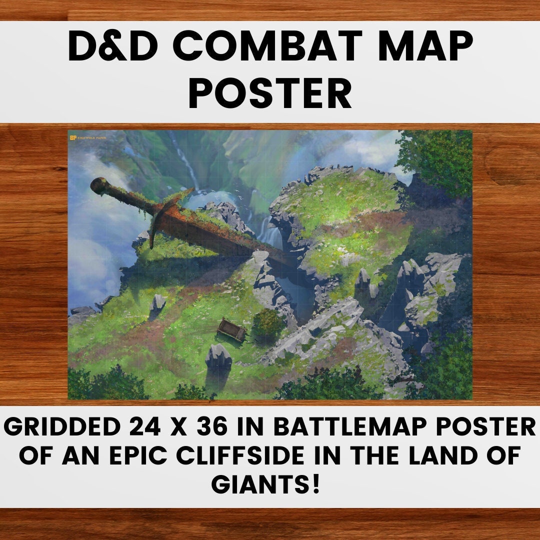 D&D Combat Map Land of Giants Physical Battlemap 24x36 Gridded Poster ...