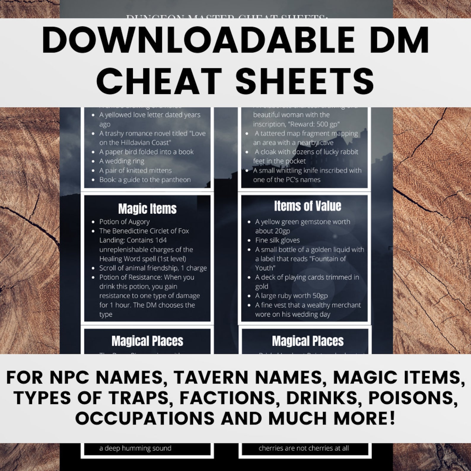 Printable Dungeons & Dragons DM Reference Sheets for Dungeon Masters - Etsy