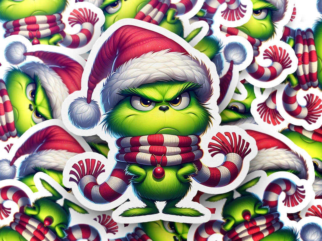 Grinch Christmas Sticker Pack, Festive Grinch Stickers, Holiday Grinch ...