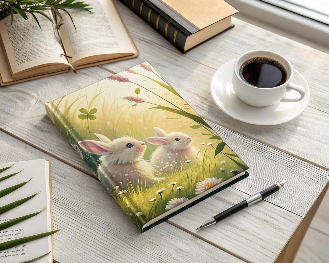 Bunny Rabbit Journals and Notebooks, Spring Meadow Notepad, Cute Animal ...