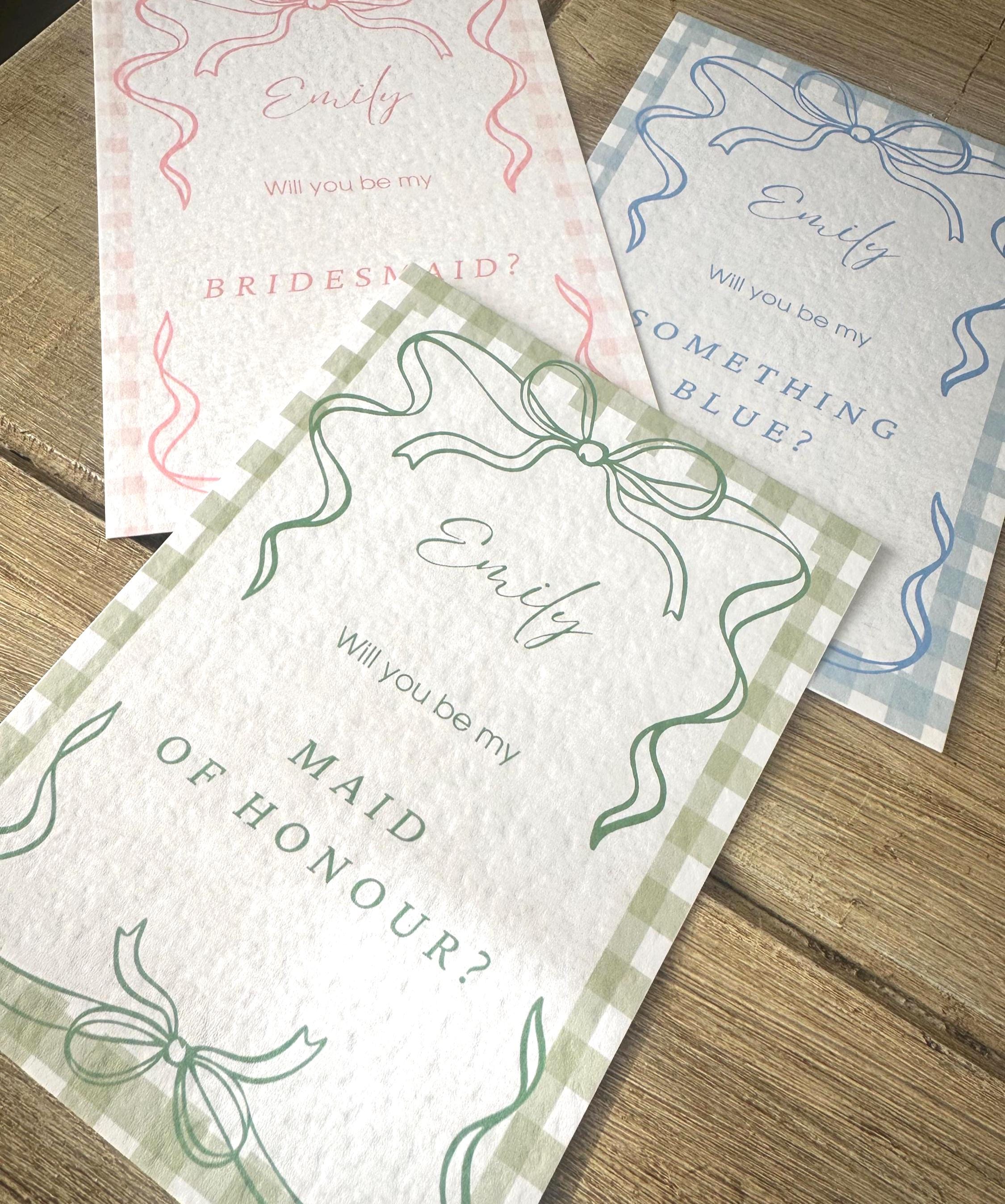 Bridesmaid Proposal Card, Colourful Proposal Card, Bow Bridesmaid Card ...