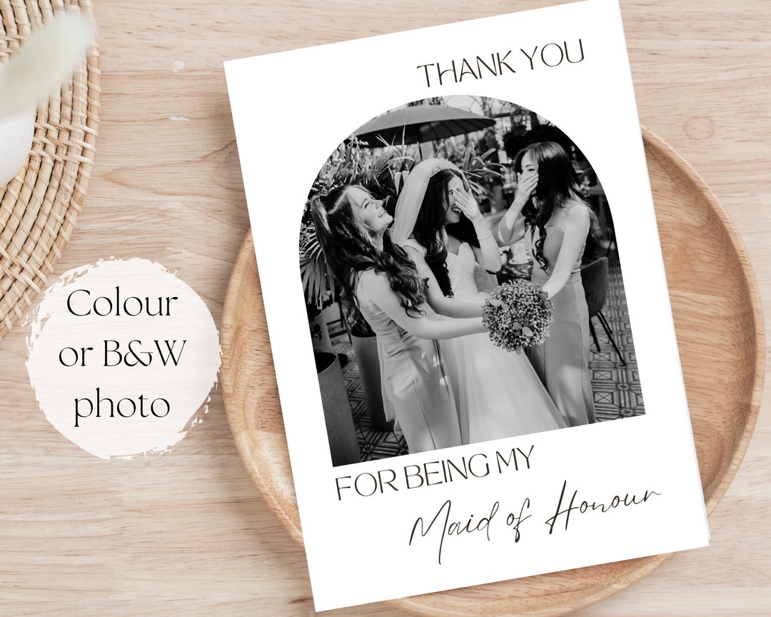 Thank You for Being My Bridesmaid Card, Any Role, Personalised Photo ...