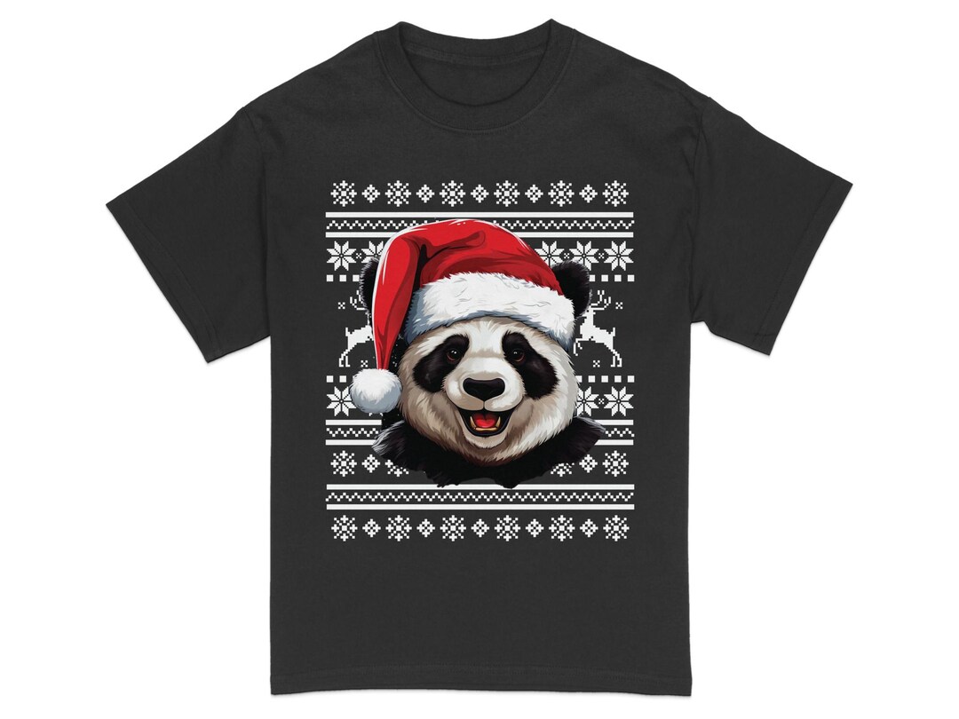 Cute Christmas Panda Bear T-shirt, Funny Panda in Santa Hat, Holiday ...