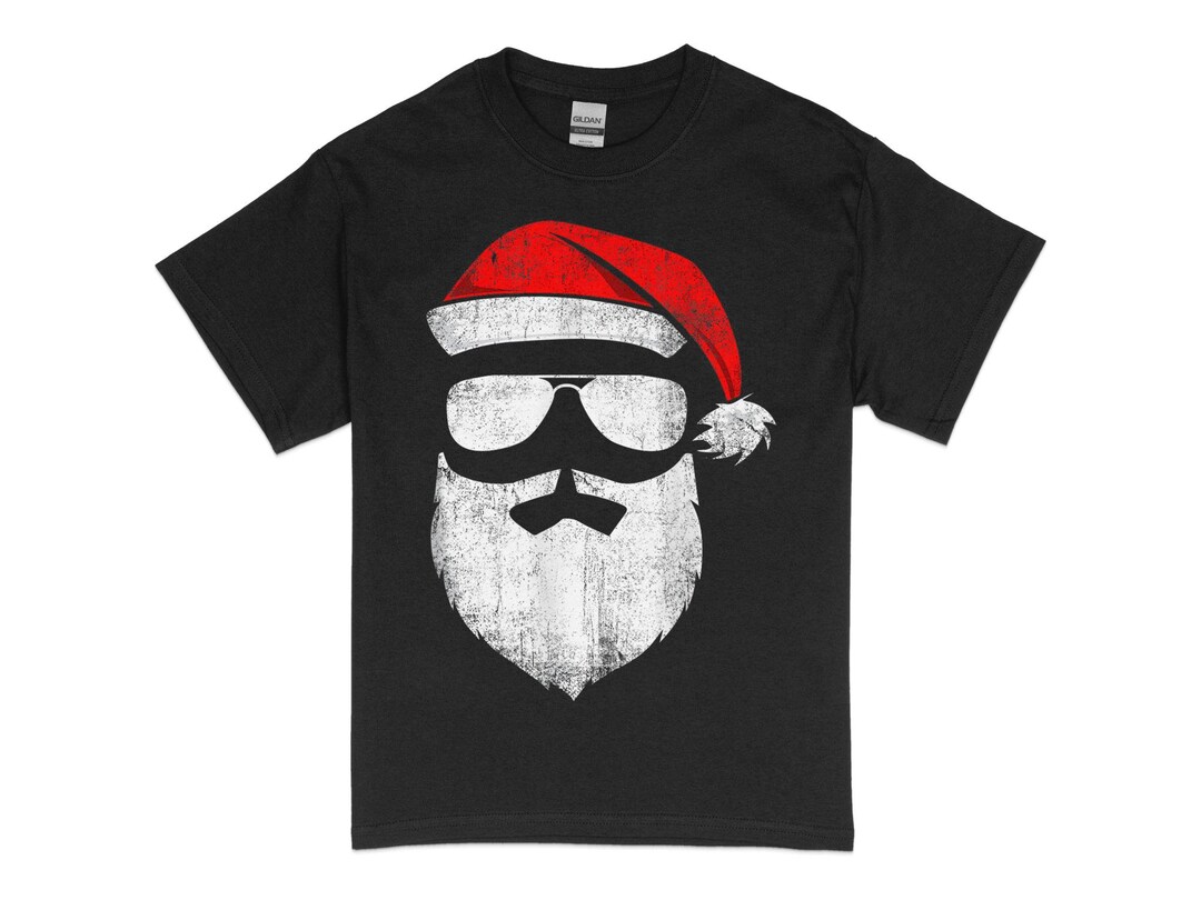 Funny Santa Claus Face Sunglasses With Hat Beard Christmas T-shirt ...