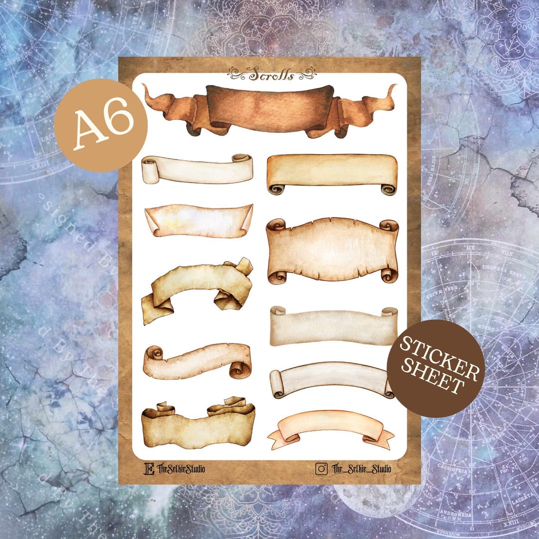 Scrolls Sticker Sheet / A6 / Antique/ Writable/ Journal/ Scrapbook - Etsy