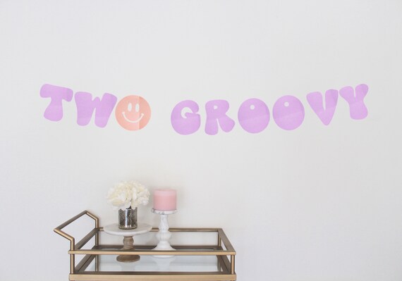 Birthday Banner Two Groovy Banner 2nd Birthday Retro Decor | Etsy