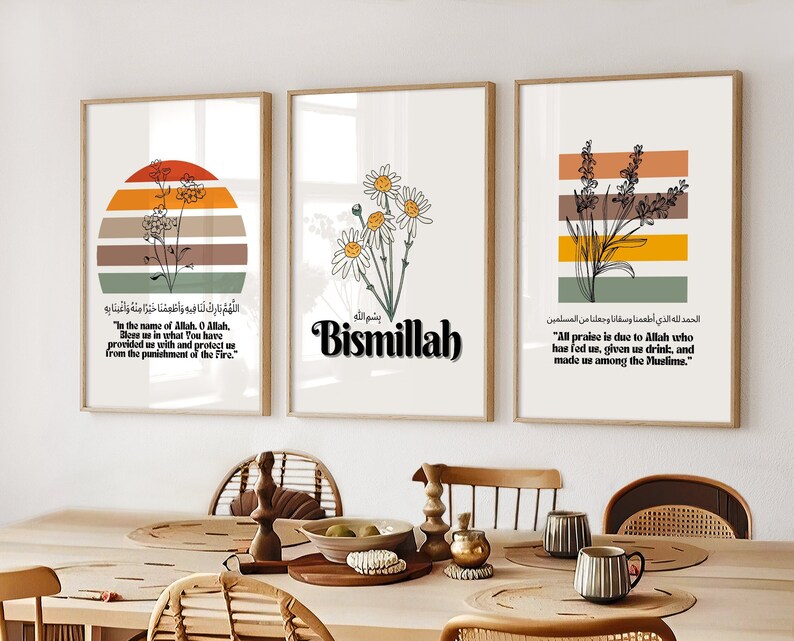 Dua for Eating Islamic Wall Art Retro Prints Muslim - Etsy