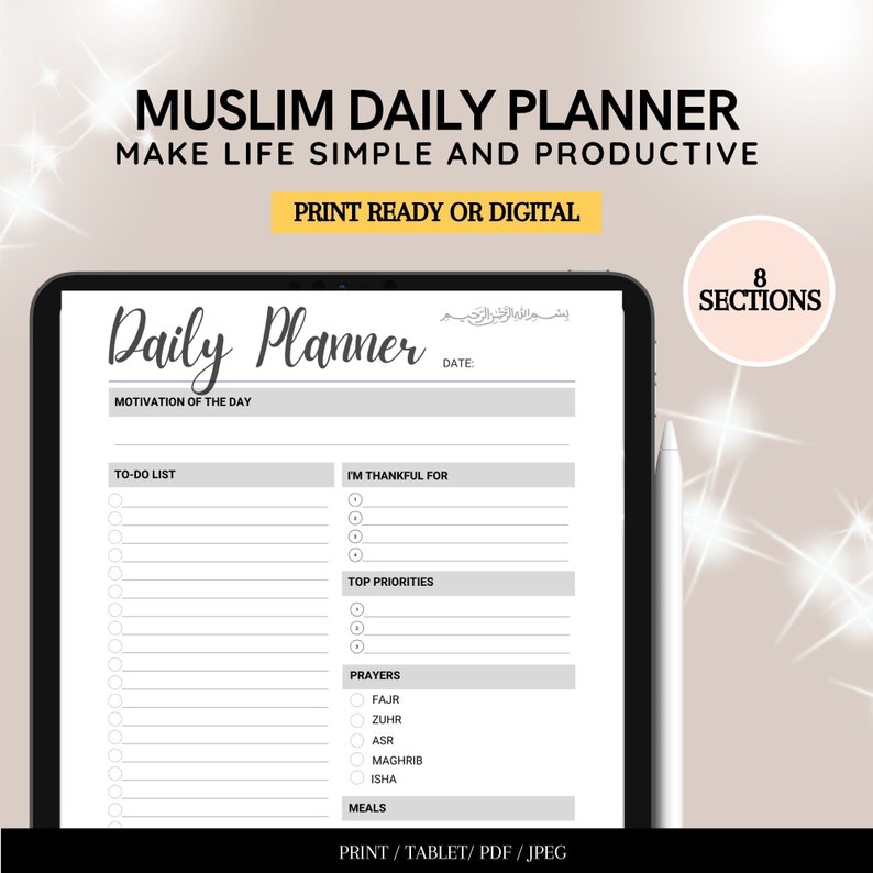 Muslim Daily Planner To-do List Muslim Habits Goal Tracker - Etsy