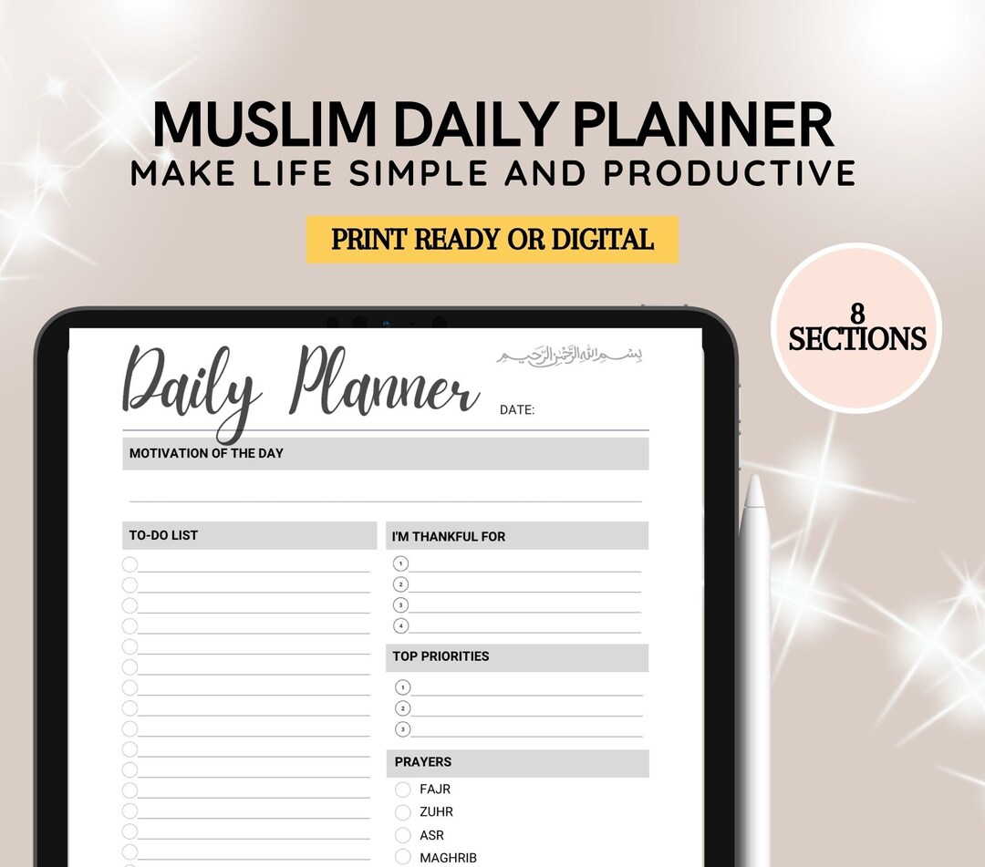 Muslim Daily Planner, To-do List, Muslim Habits, Goal Tracker, Prayer ...