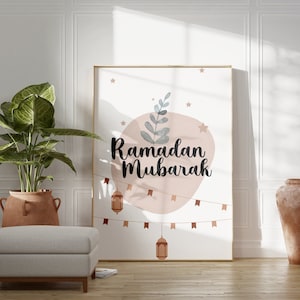 Ramadan, Mubarak, Wall Art, Islamic, Decor, Modern, Muslim Printable ...