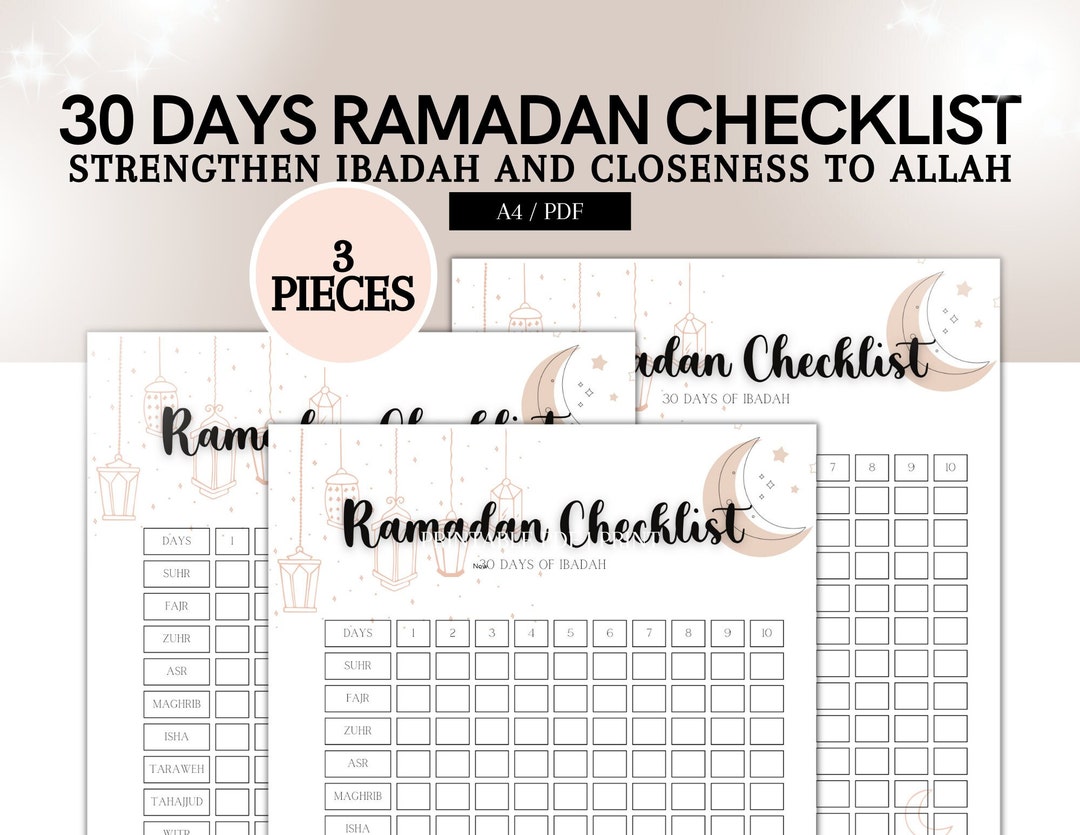 Ramadan Checklists, 30 Days Challenge, Ramadan Planner, Trackers ...