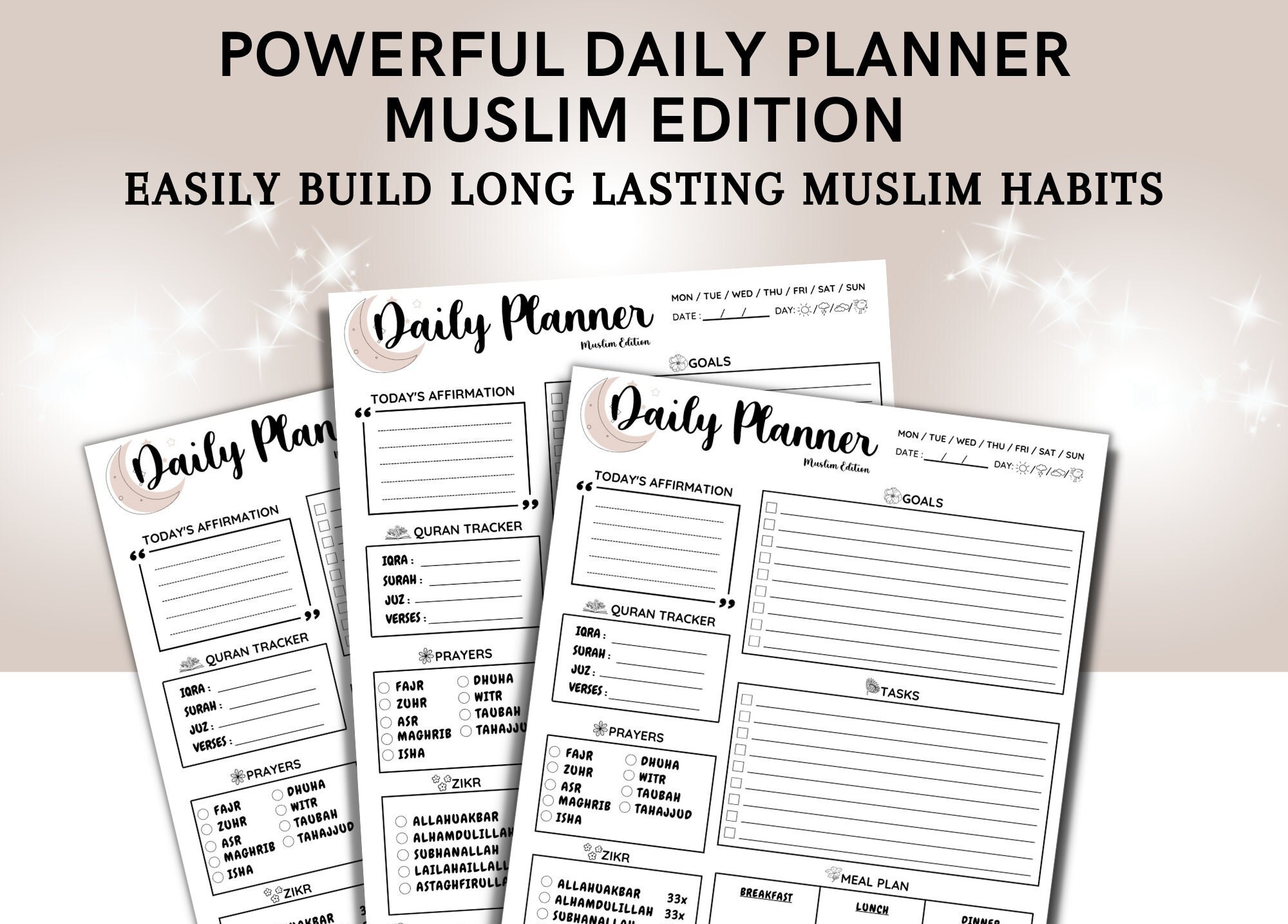 Islamic Planner Muslim Journal To-do List Daily Habits - Etsy