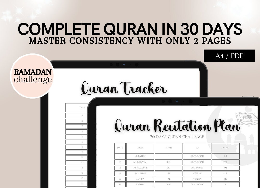 Quran Planner, Ramadan Checklists, 30 Days Challenge, Ramadan Planner ...